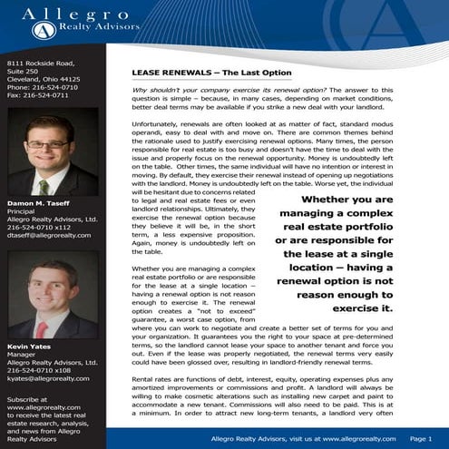 Lease Renewals: The Last Option | PDF