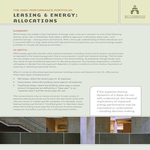Leasing & Energy Allocations in Commercial Buildings | PDF