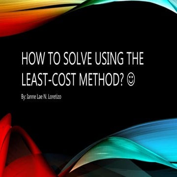 Least Cost Method | PPTX