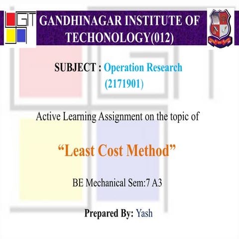 Least Cost Method ( Operation Research ) | PPTX