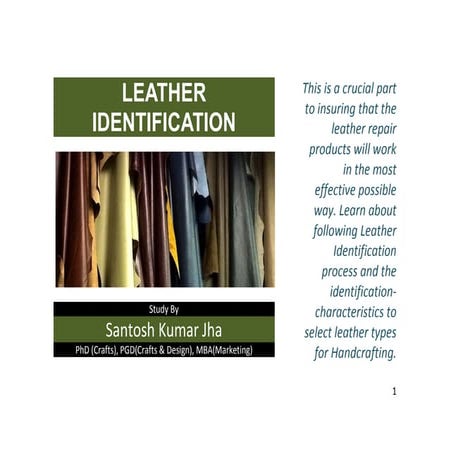 Leather for Handcrafting- An Introductory Study by Santosh Kumar Jha | PDF