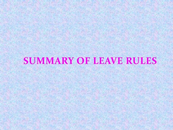 Revised Leave Rules 1980.ppt | Medical Health