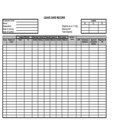 Leave card 115-20100326 | XLS