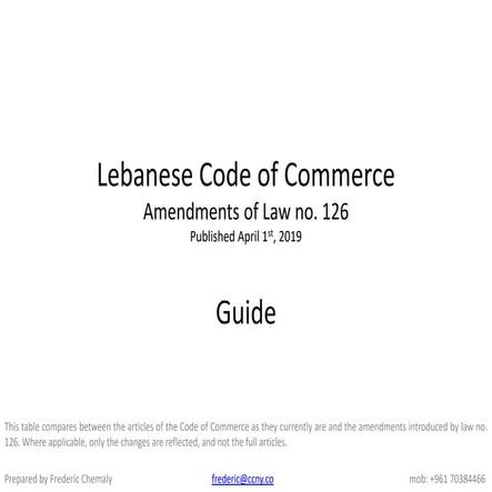 Lebanese Code of Commerce - Guide to Amendments - 2019 | PDF