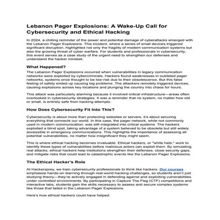 Lebanon Pager Explosions: A Wake-Up Call for Cybersecurity and Ethical ...