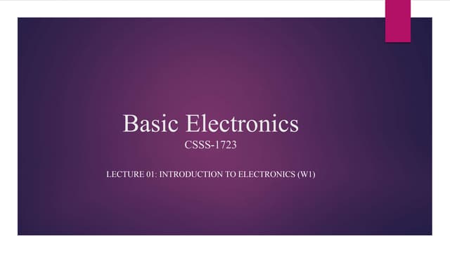Lecture 01 Introduction To Electronicspptx Computing Technology And Computing