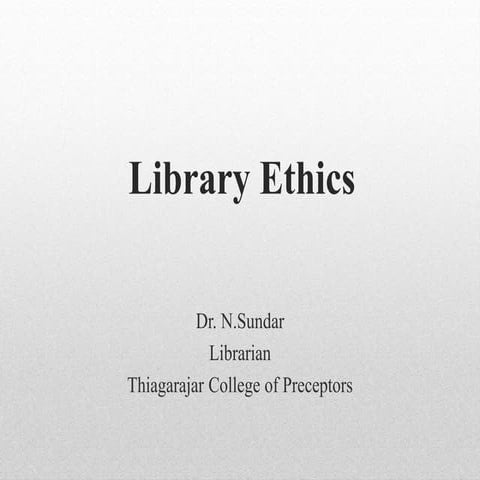 Library Ethics | PPT