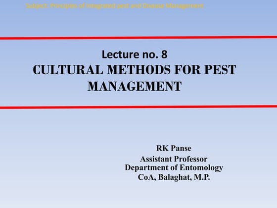 Cultural methods for pest control . pptx | PPT