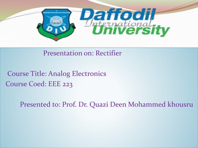 Half wave Rectifier & Full wave Rectifier with their descriptions. | PPT