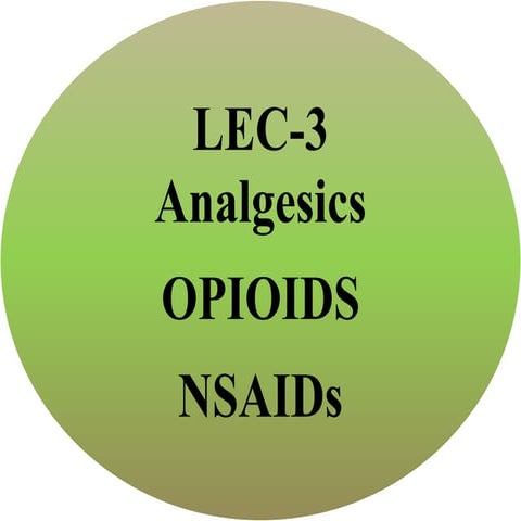 lec-3 Analgesics.pptx | Digestive Disorders | Diseases and Conditions