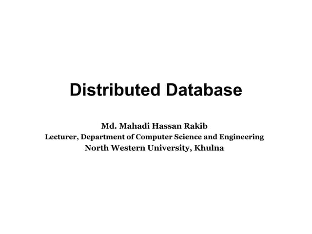 Lec 8 (distributed database) | PPT Lec 8 (distributed database) | PPT