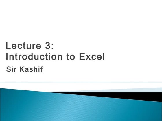 INTRODUCTION TO MS EXCEL 2010 | PPT INTRODUCTION TO MS EXCEL 2010 | PPT