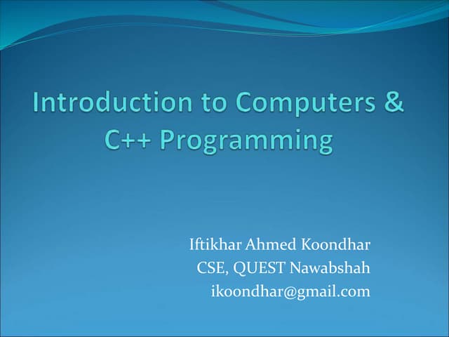 Lec Ippt Introduction To Computers And Cprogramming Ppt