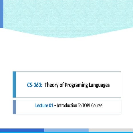 Lect 1. introduction to programming languages | PPT