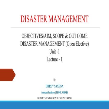 Disaster Management Course Objectives | PPT