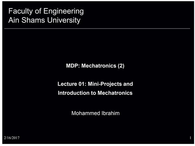 Lec 01(introduction) Mechatronic systems | PPT Lec 01(introduction) Mechatronic systems | PPT
