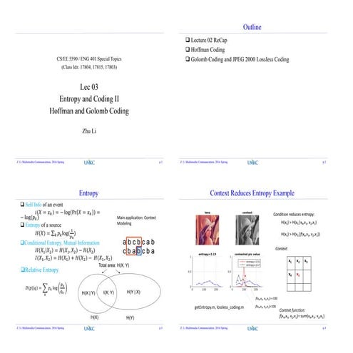 Lec 03 Entropy Coding I Hoffmann And Golomb Codes Ppt