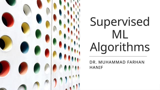 Supervised Machine Learning Algorithms Ppt