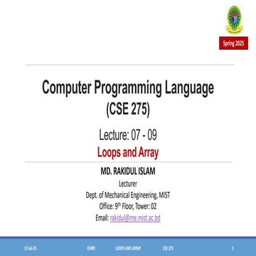 Understanding loops and array in programming | PDF
