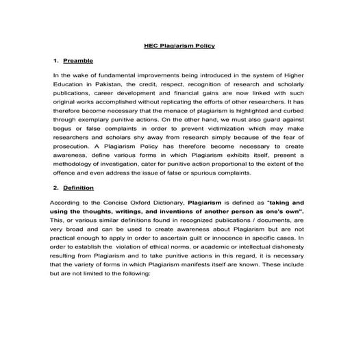 Lec09 hec plagiarism policy | PDF