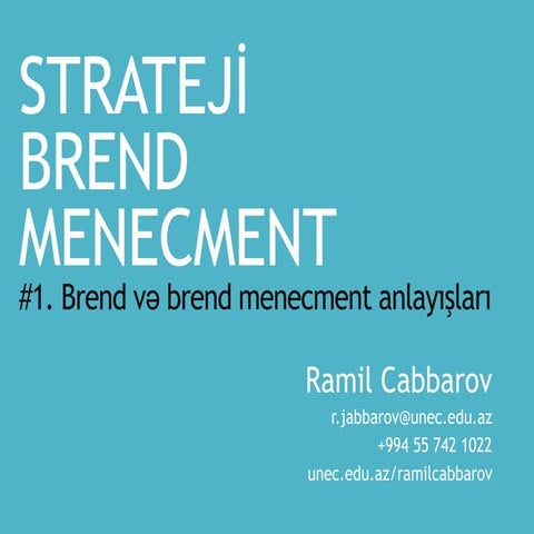 Strateji Brend Menecment - İlk anlayışlar | PDF