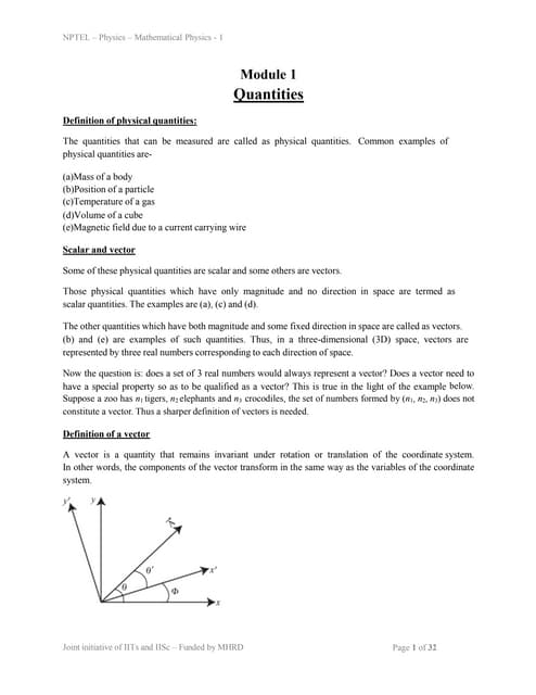 Class 11 important questions for physics Scalars and Vectors | PDF