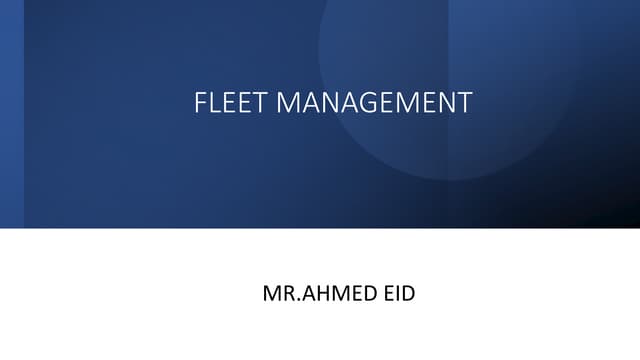 Fleet Management Basics | PPTX
