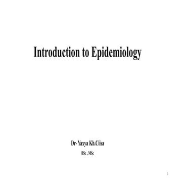 Lec 1 Introduction To Epidemiology D Pdf