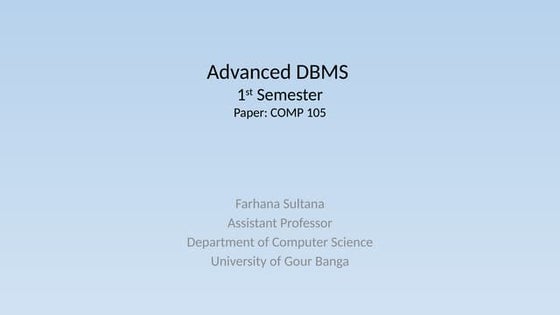 What Is Advance Dbms Introduction To Adbms Pptx Databases Computer Software And Applications