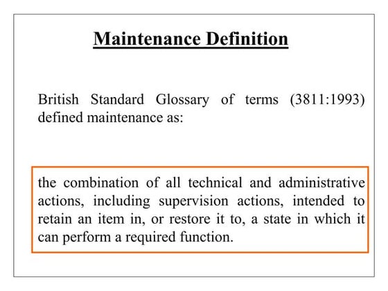 Maintenance Management (presentation) | PPT