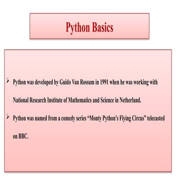 Lec1- Python Basics .pptx rrev python Funda | PPTX