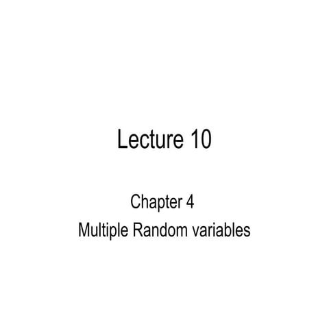 Probability And Random Variable Lecture (Lec10) | PPT
