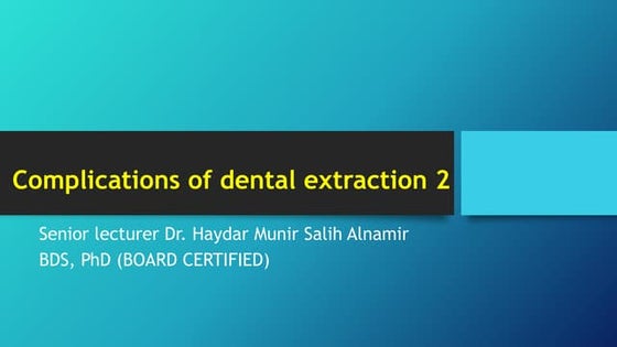 Management of post extraction bleeding | PPT