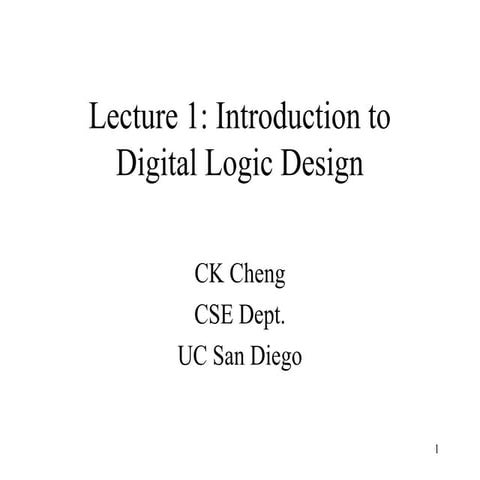 Lecture 1: Introduction to Digital Logic Design | PPT