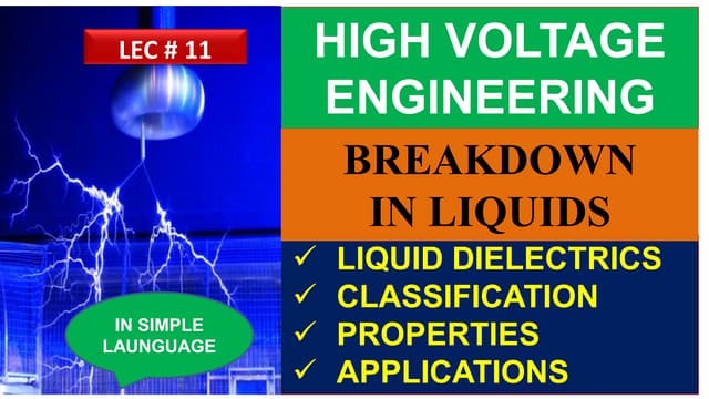 BREAKDOWN MECHANISM OF LIQUID DIELECTRICS (ALL METHODS))|BREAKDOWN IN ...