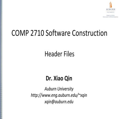 COMP2710 Software Construction: header files | PPT | Programming ...