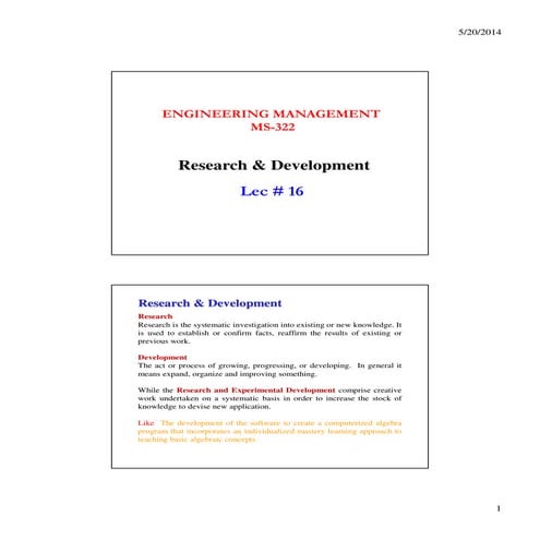 Research and Development | PDF