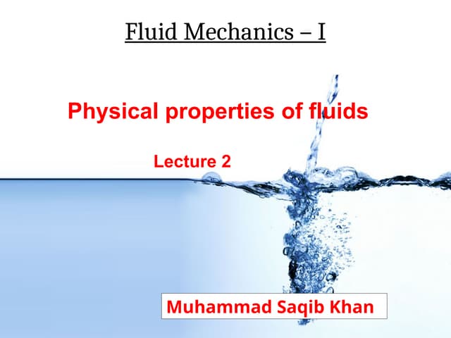 Fluid Mechanics : Properties of fluid: numerical : part 1 | PPTX