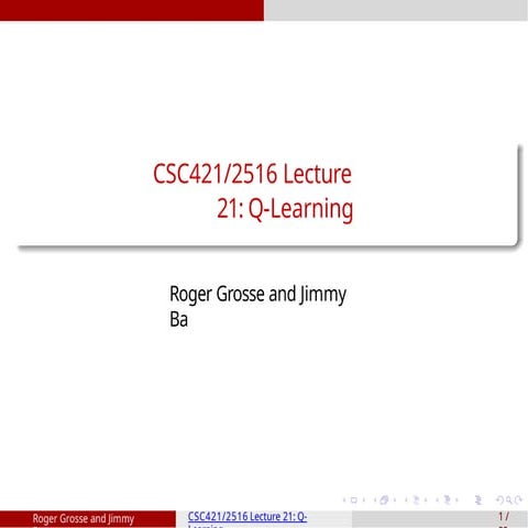 Lecture 21 ppt Q learning................ | PPTX