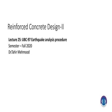 Lec 25 - Earthquake Anlaysis Procedure.pptx