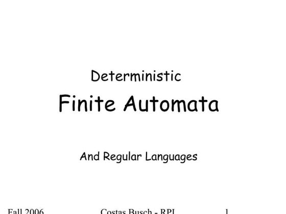 Deterministic Finite Automata Dfa Ppt 3672