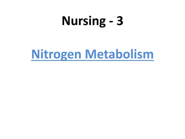 Amino acid pool And Nitrogen Balance | PPTX
