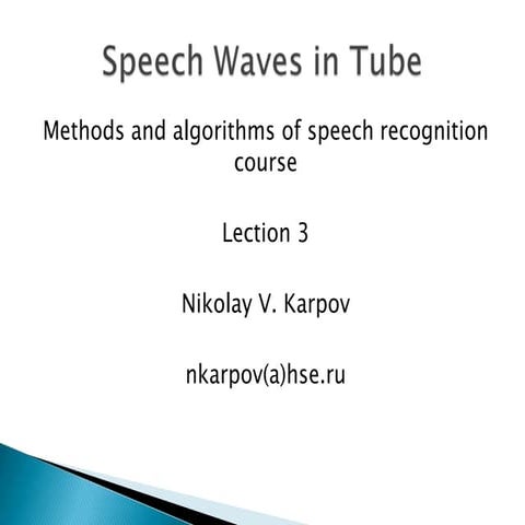 Speech waves in tube and filters | PPTX
