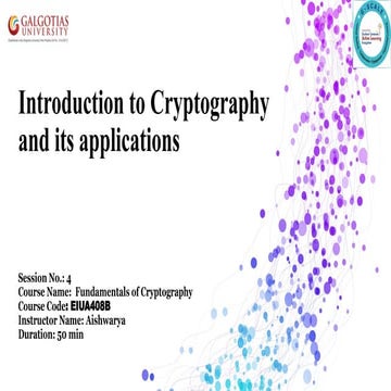 introduction of cryptography and its applications | PPT