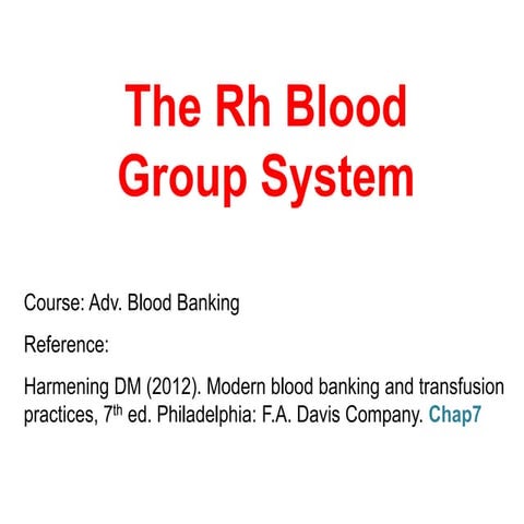 Rh Blood Group System | PPT