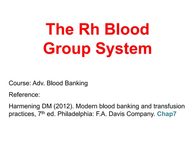 Rh Blood Group System | PPT
