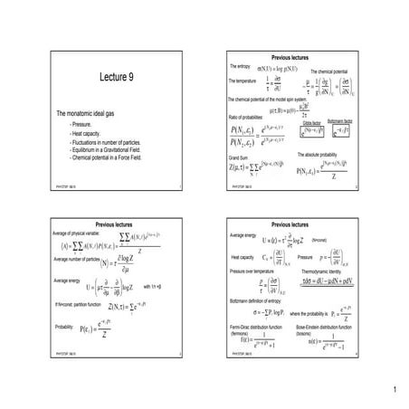 The monoatomic ideal gas | PDF