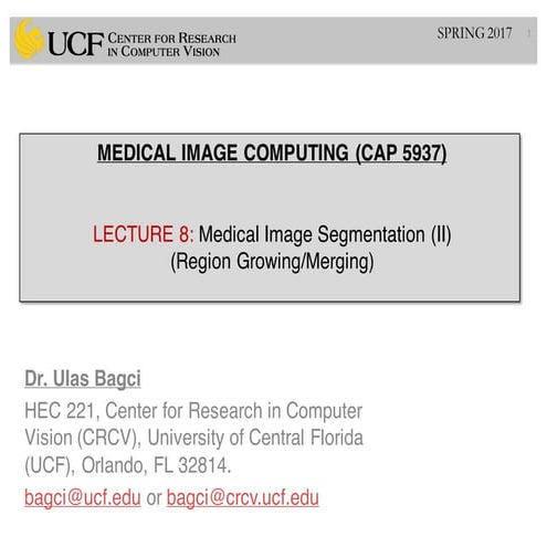 Lec8 Medical Image Segmentation Ii Region Growing Merging Ppt
