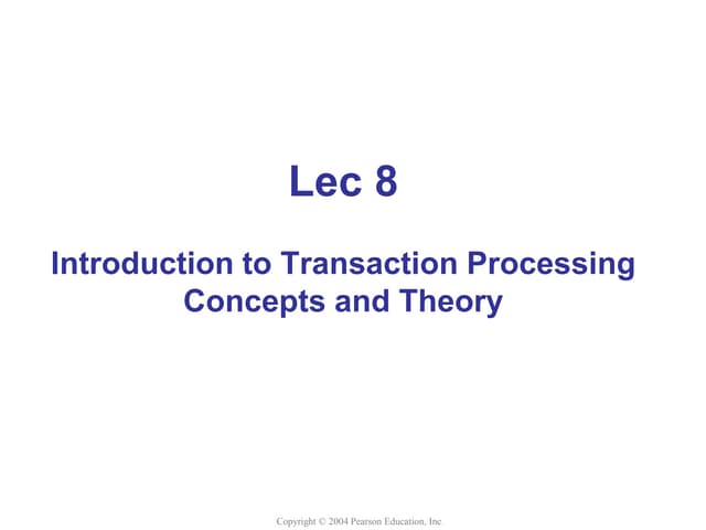 Transaction Processing In Distributed Db Systemppt Databases Computer Software And Applications