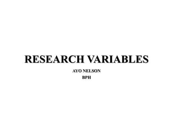 Types of variables in research | PPTX